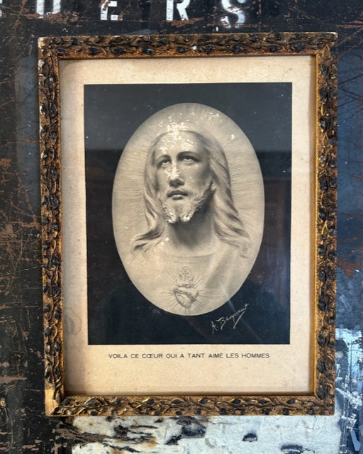 Antique French Jesus Religious wall art - SOLD - – Vintage Stockroom