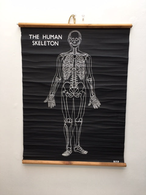 Original cool Vintage medical skeleton poster HEP – Vintage Stockroom